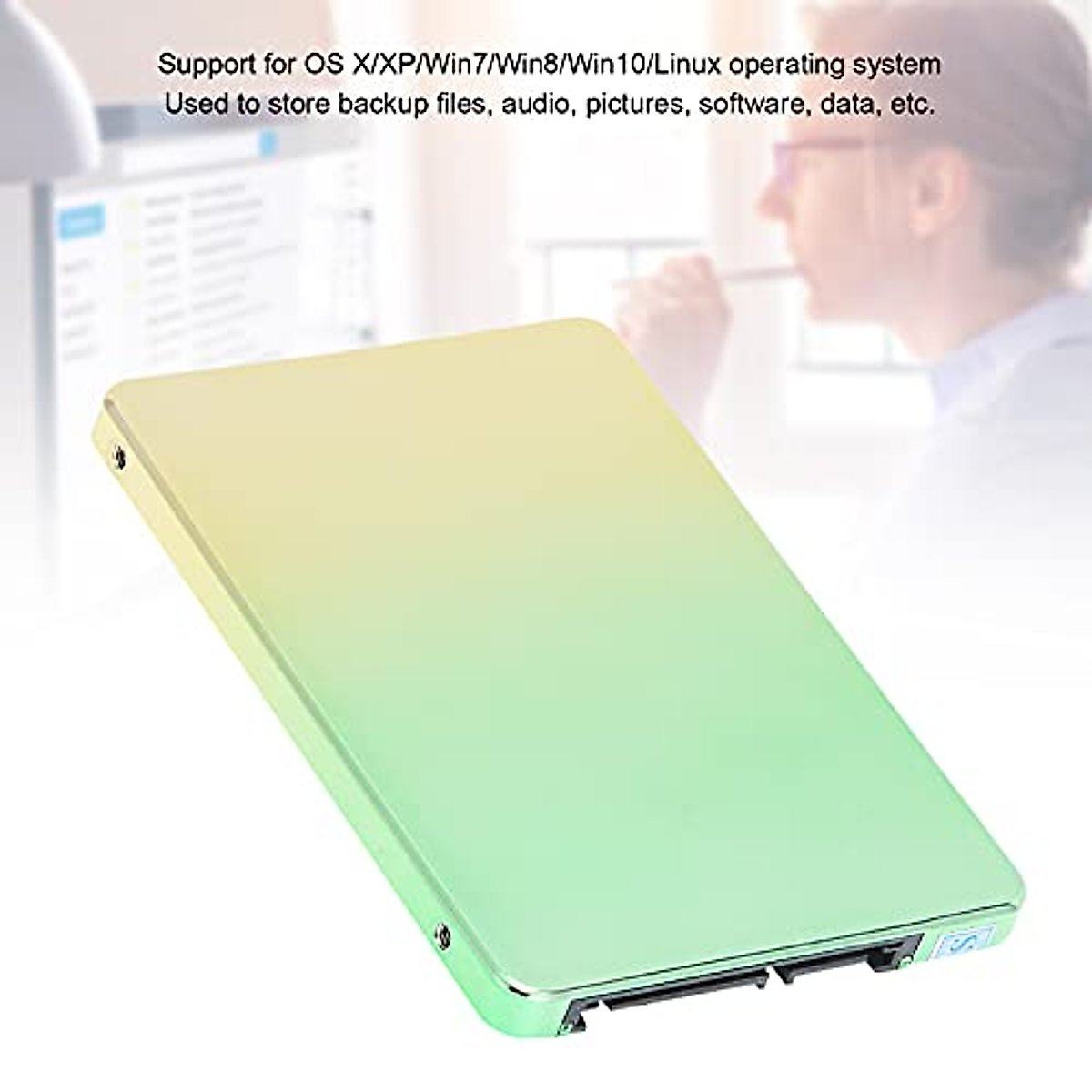 Yunir Solid State Disk, 2.5in SATA 3.0 Interface Portable SSD, High Speed SSD Storage Device with Fashionable Color Fit for Computer Desktop(60GB)