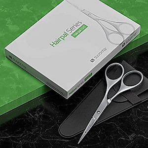 Suvorna small scissors for beard, mustache, facial, nose, eyebrow, and ear hair - Hair scissors for cutting, trimming & grooming - Made with 4.5" stainless steel for barbers, professional, & home user