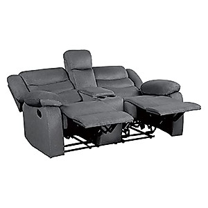 Lexicon Farren Fabric Manual Double Reclining Loveseat, Gray