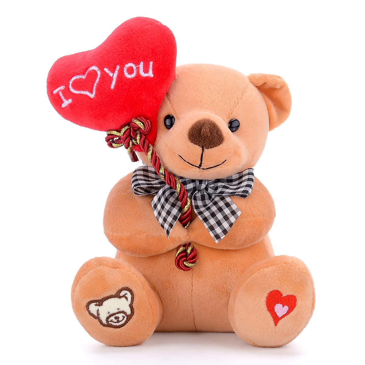Gloveleya for Mom Plush Teddy Bear Holding Balloon Heart I Love You Lover's Gifts Brown 7"