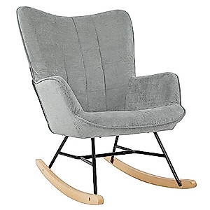 DAGONHIL Nursery Rocking Chair Armchair for Mom and Baby Modern Glider Chair with Soft Seat and High Backrest for Nursery Living Room Bedroom Balcony Offices Grey