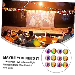 Alasum Glow Beach Balls 12 Pcs Glowing Beach Ball Toys in Bulk Beach Balls for Kids Toddler Bath Toys Water Beach Inflatable Pool Balls Beach Ball with Light Lighted Water Toy LED Child