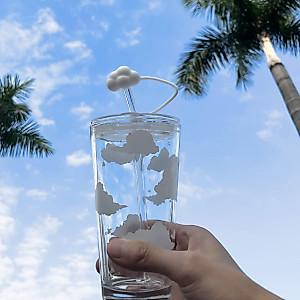 Silicone Straw Cover 6Pcs Straw Covers Cap Straw Tips Cover Straw Covers for 7mm-8mm Reusable Straws Cloud Shape Straw Protector, Reusable Straw Tips Lids for Straws (Cloud, 7mm-8mm)