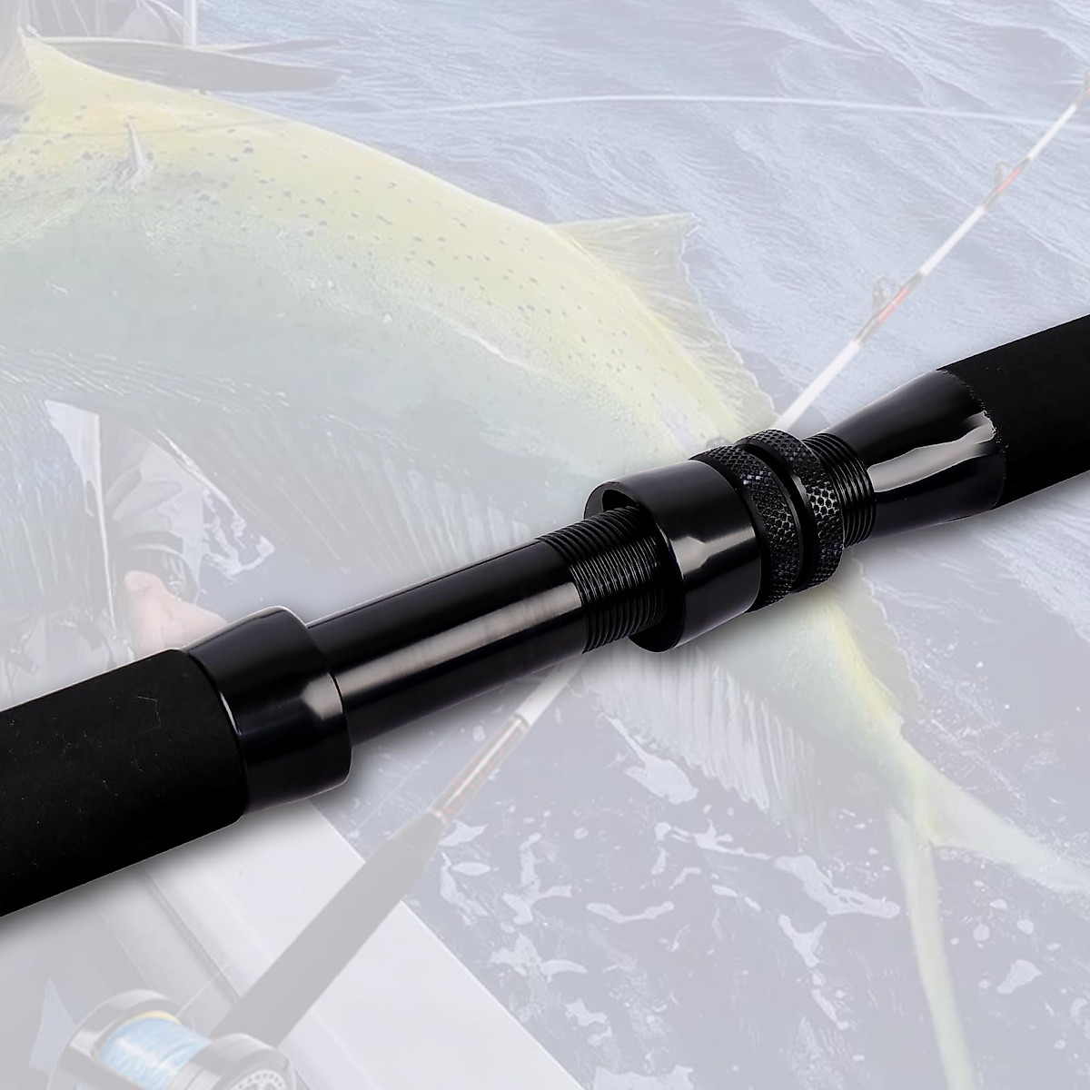 Fiblink Trolling Rod Saltwater Deep Dropper Big Game Rod Conventional Boat Roller Rod Carbon Fishing Pole (2 Pieces - 5'6" - 30-50lbs)