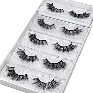 DYSILK Fake Eyelashes Natural Lash - Mink Lashes 5 Pairs 6D Wispy Lash Pack - Eye Lashes Strip Eyelash Extension Kit Reusable False Lashes Natural Look | 002-16mm