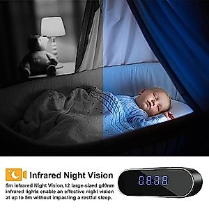 1080P Hidden Camera WiFi Spy Camera Hidden Camera Clock Wireless Mini Home Security Camera Small Secret Camera Nanny Spy Cam Surveillance Camera with APP 140 Wide Angle Night Vision Motion Detection
