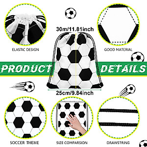 Shappy 24 Pieces Small Sport Drawstring Bags Candy Bag Party Goodie Favor Supplies Gifts for Sports (Soccer, 9.8 x 11.8 Inch)
