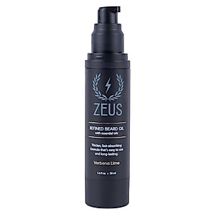 ZEUS Refined Beard Oil, Long Lasting, Thick & Fast Absorbing Oil, Leave In Beard Conditioner – MADE IN USA (Verbena Lime) 2 oz.