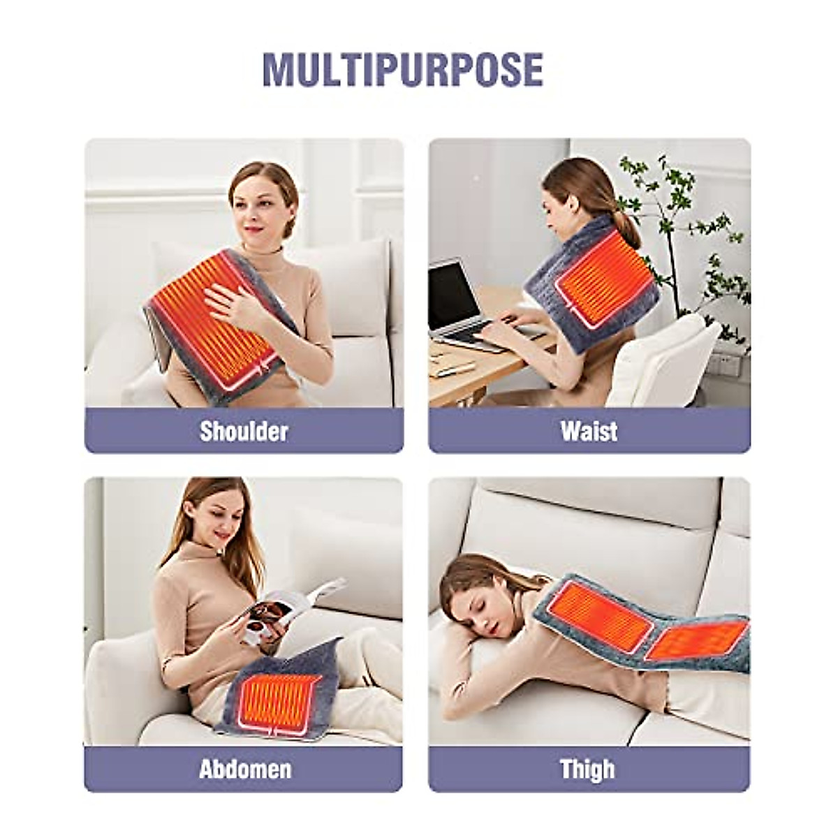 Danamix Heating Pad for Back Pain and Cramp Relief,Extra Large 12" x 24" Size Electric Heating Pad for Shoulder Neck Pain, 6 Temperature Level and 2Timer Settings Auto Shut Off.