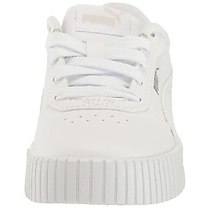 PUMA Carina Sneaker, White White Silver, 3 US Unisex Little Kid