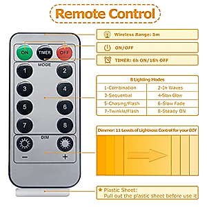 Globe String Lights Battery Operated 23FT 8 Lighting Modes Dimmable with Remote, Remote Battery Lights Waterproof Decorative Hanging String Lights for Indoor Outdoor Garden Patio Christmas Party