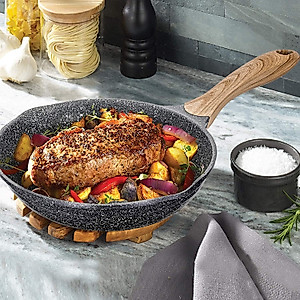 JEETEE Pots and Pans Set Nonstick, Granite Cookware Set, 8.5 Inch Frying Pan, 10 Inch Frying Pan and 2.0 Quart Saucepan with Lid (PFOA/PFOS Free), 4pcs Cooking Set (Induction, Gas, Ceramic, Electric)