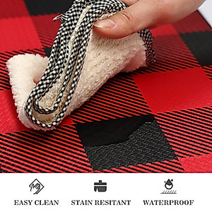 MAYHMYO Kitchen Mats Cushioned 2PCS Black and Red Kitchen Rugs Non Skid Waterproof Kitchen Floor Mat Memory Foam Cushioned Rugs Anti-Fatigue Mats for Kitchen Floor Offices & Laundries