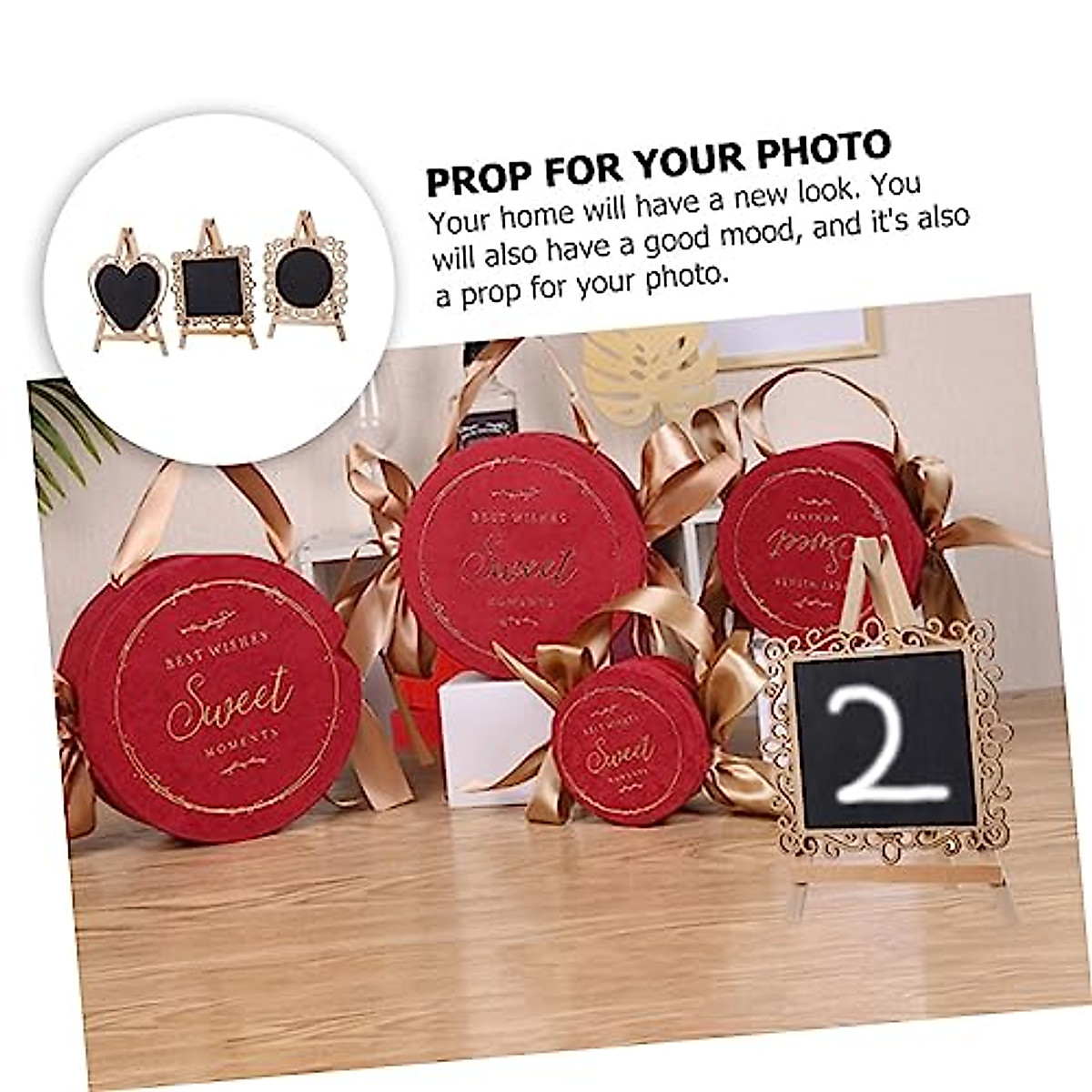 DECHOUS 3pcs Small Blackboard Wedding Easel Chalkboard Mini Table Blackboards Table Blackboard with Stand Tabletop Blackboard Mini Blackboard Easel Wood Office Price Tag Rewritable