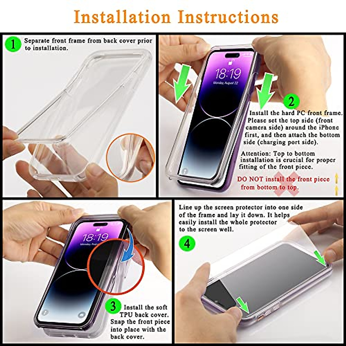 COOLQO Compatible for iPhone 14 Pro Max Case 6.7 Inch, with [2 x Tempered Glass Screen Protector] Clear 360 Full Body Protective Coverage Silicone 14 ft Military Grade Shockproof Phone Cover Clear