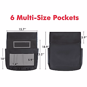 AUVCAS Black Chair Back Pocket School Seat Chair Storage Pocket Organizer with Label Slot Multiple Pockets for School Home Classroom Preschool Daycare
