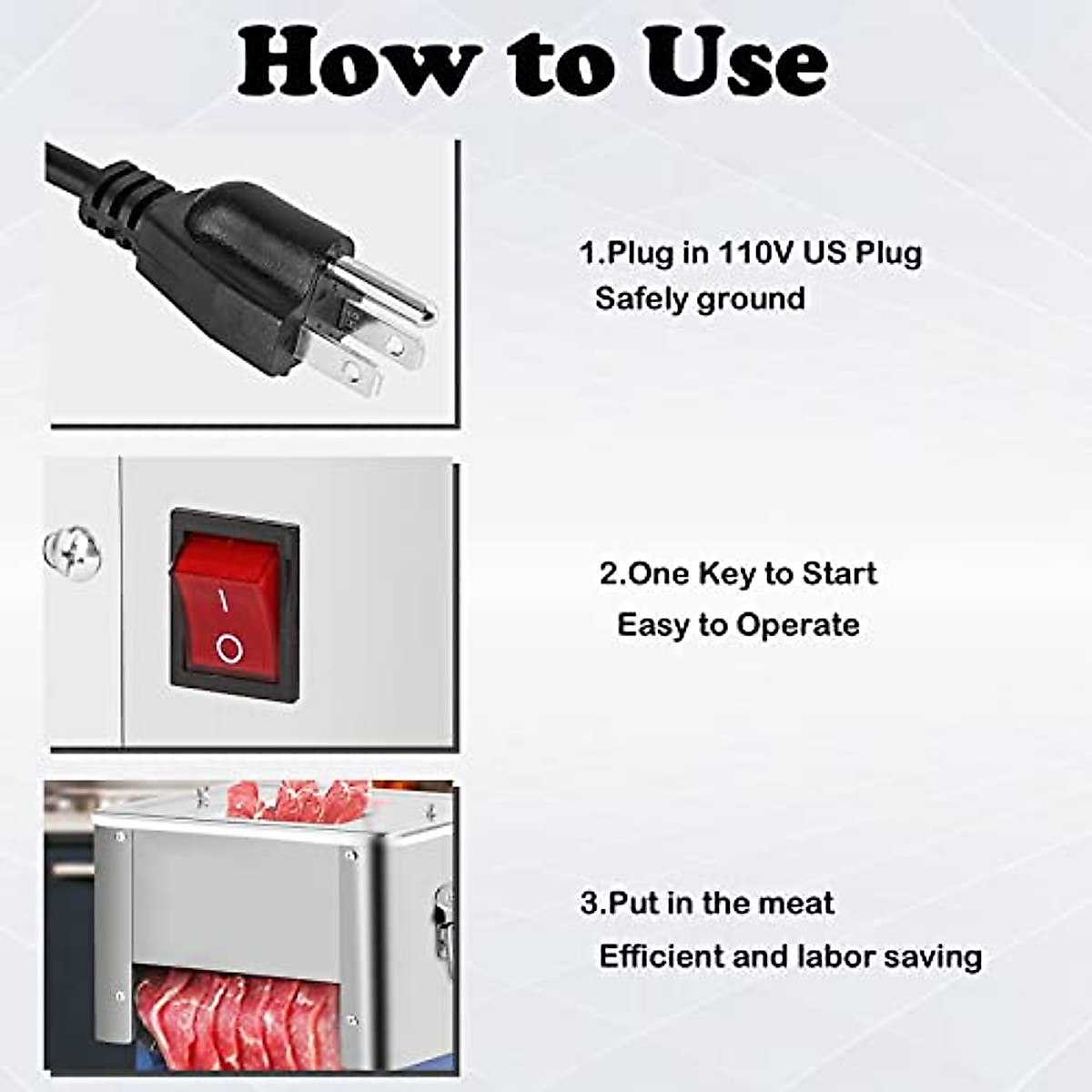 AI XUAN Commercial Meat Cutter Machine, Stainless Steel Restaurant Food Cutter, Meat Cutting Slicer, 330LBS/H 850W(Meat Thickness: 3.5mm)