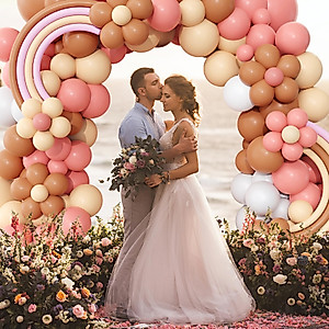 Boho Daisy Flower Balloon Garland Arch Kit, Dusty Pink Nude Blush Brown Long Twisting Balloons for Two Groovy Engagement Anniversary Girls Baby Shower Birthday Rainbow Bridal Party Decorations