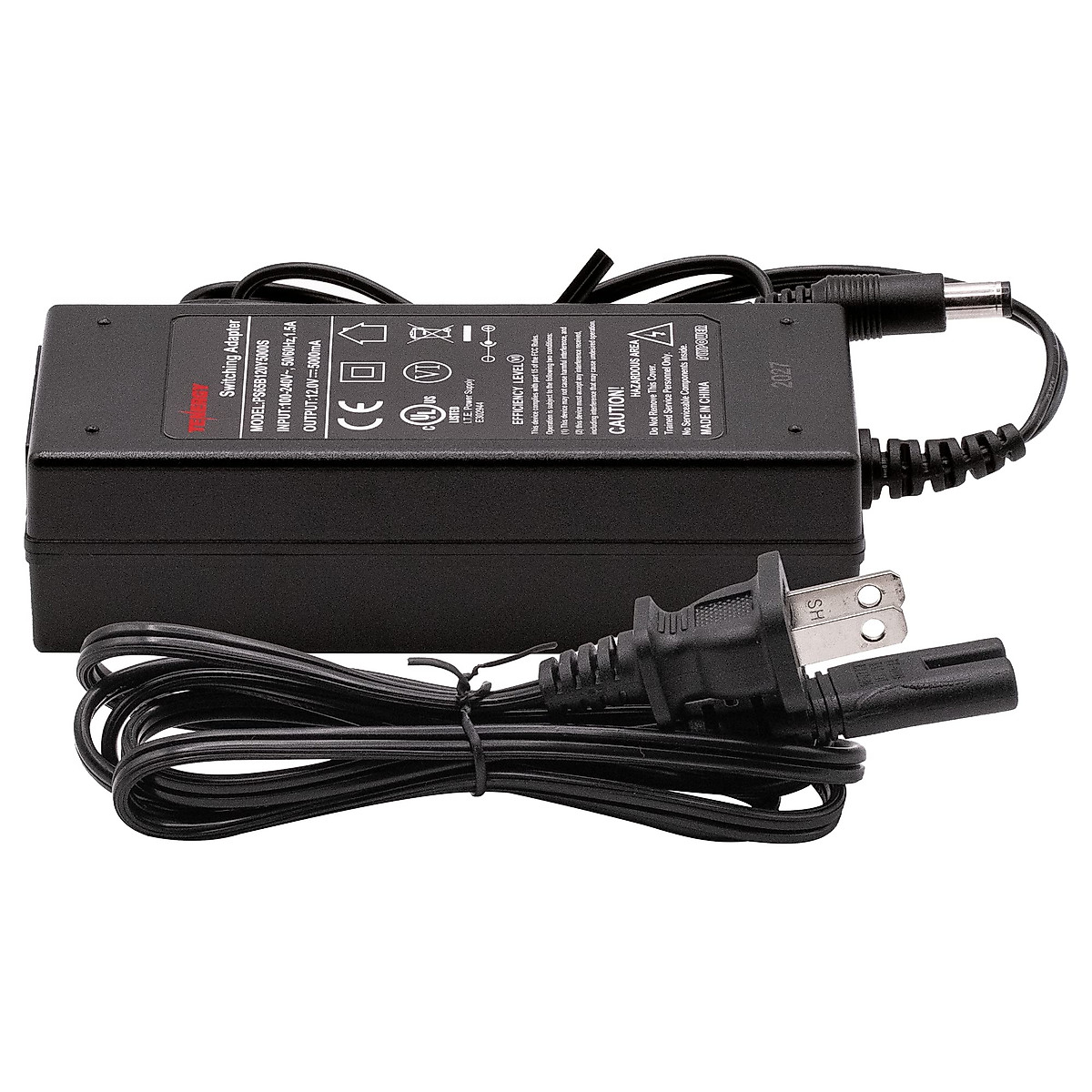 Tenergy 100V -240V AC to 12V DC 5A 60W Switching Power Supply Adapter for TB6 Balance Charger, LED Strip Lights, Outdoor Security Cameras and Audio Amplifier, with 5.5 x 2.1mm DC Plug