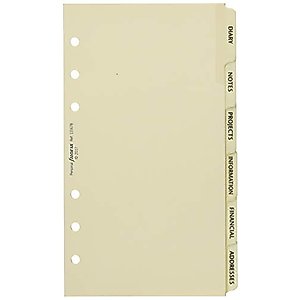 Filofax Personal Subject Index Cream 6 Tabs