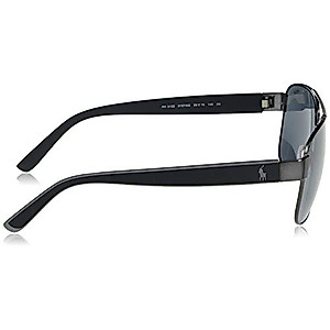 Polo Ralph Lauren Men's PH3122 Aviator Sunglasses, Matte Dark Gunmetal/Light Grey/Black Mirrored, 59 mm