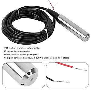 4-20mA Liquid Level Sensor，12-32VDC Output Liquid Level Detector,Liquid Level Transmitter,for Water, Oil, etc(Measuring Range:0-2m)