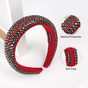 SP SOPHIA COLLECTION Women's Sparkling Crystal Padded Rhinestone Wide Bejeweled Hair Headband Party Hairband Hair Accessories in Lime