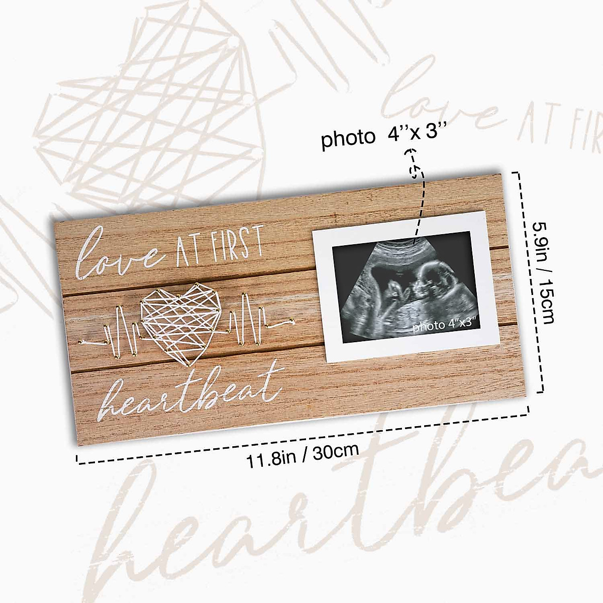 New Mom Mothers Day Gifts,Pregnancy Announcement Gift ideas Baby Nursery Decor,Gender Reveal Baby Shower for Expecting Mommy,Sonogram Ultrasound Picture Frame,Love At First Heartbeat,4"x3" Photo