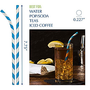 7.75” Blue Stripe Jumbo Eco-Flex Paper Straws, 4,800 ct.