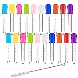 20 Pack Pipettes Dropper liquid droppers 5ml Clear eye dropper Silicone and Plastic Water Droppers with Bulb Tip and Clean Brush