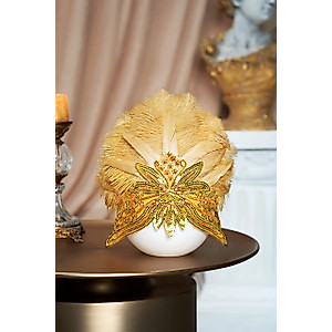 BABEYOND Carnival Feather Headpiece Showgirl Headband Women's Feather Pageant Headband 1920s Flapper Headband (Gold)