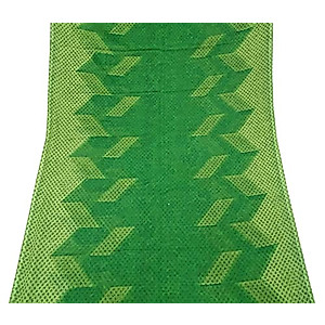 Peegli Vintage Green Saree Abstract Printed Curtain Drape Fabric Georgette DIY Craft Sari
