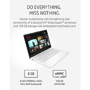 HP Touch 14 Slim Laptop in Silver Qualcomm 8-Core up to 2.55 GHz 8GB RAM 128GB SSD 14in Full HD LCD Webcam WiFi Fingerprint Reader Windows 11 iSlik Pen (14-ED00-Renewed)