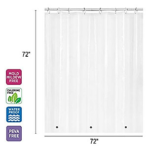 HARBOREST Clear Shower Curtain Liner for Bathroom Shower and Bathtub with 3 Magnets - 72x72 Plastic 4 Gauge PEVA Lightweight Waterproof, 1 Pack