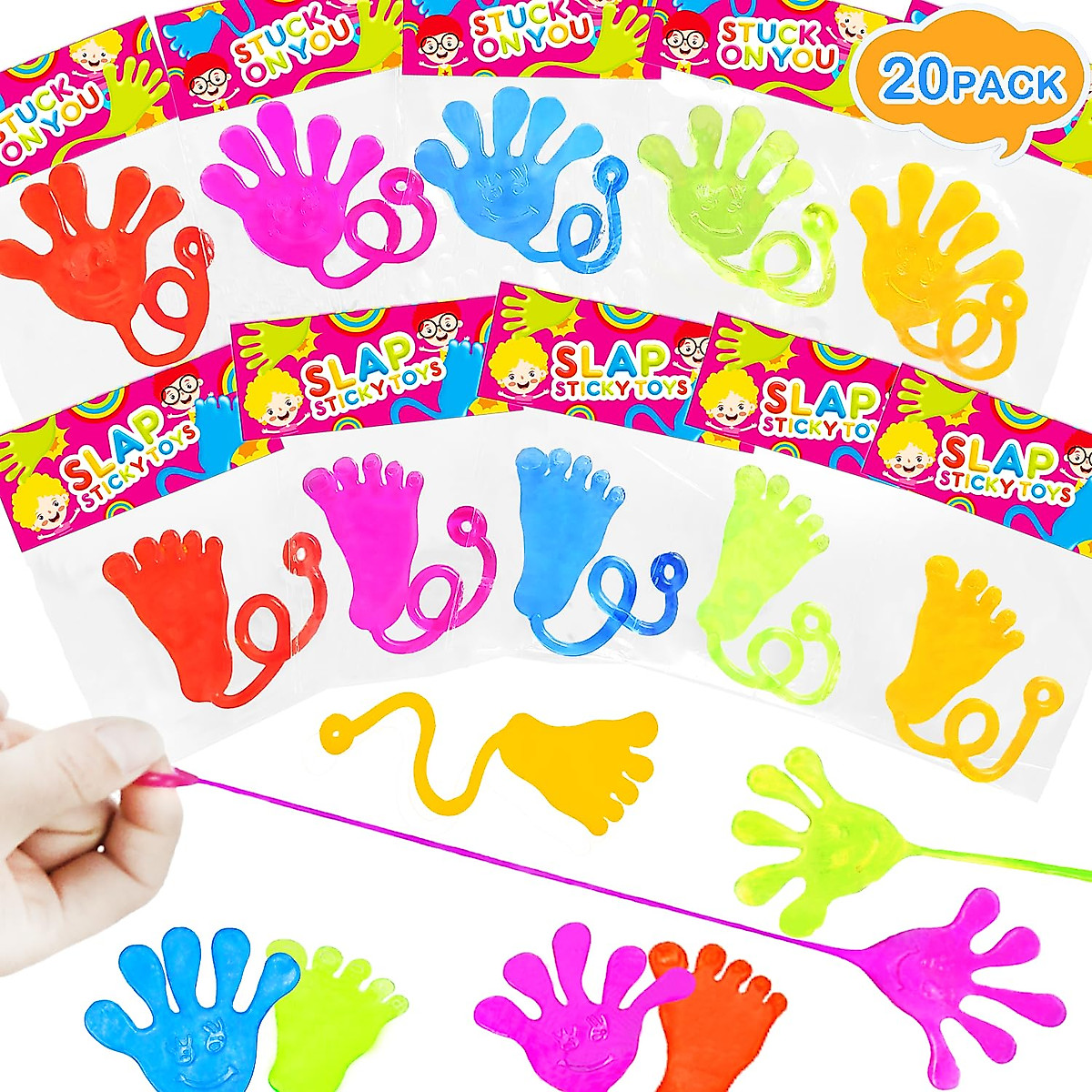 Leetous Sticky Hands & Feet Party Favors for Kids (20 PCS), Goodie Bags Stuffers Fillers for Boys Girls, Preschool Kindergarten Graduation End of the Year School Classroom Students Prizes Toys Gifts