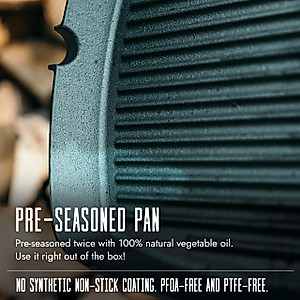 SKOTTSBERG Traditional Cast Iron Grill Pan, Pre-Seasoned (11.0" x 11.0") – Natural Non-Stick Layer, Suitable For All Heatsources