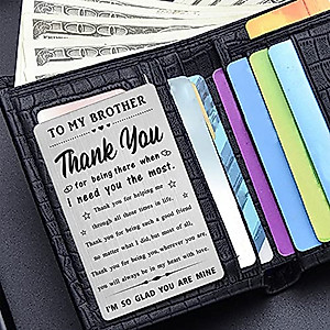 LGQDYMZ Brother Birthday Card Gifts, Thank You Brother Engraved Wallet Card Idea Presents