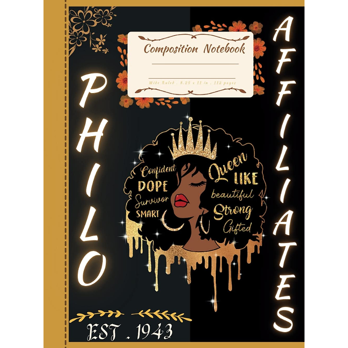 PHILO AFFILIATES Composition Notebook: EST. 1943 Philo Affiliates Notebook | Gift Idea for philo Women | 8.25" x 11" Wide Ruled 112 pages | SGRho Philo Composition Notebook