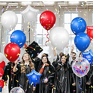 RMIURCO 100 PCS Red White Blue Balloons Kit Multicolor balloon Latex Balloons Confetti Balloons for Graduation, Easter Birthday, Bridal Shower, Wedding,Balloon set