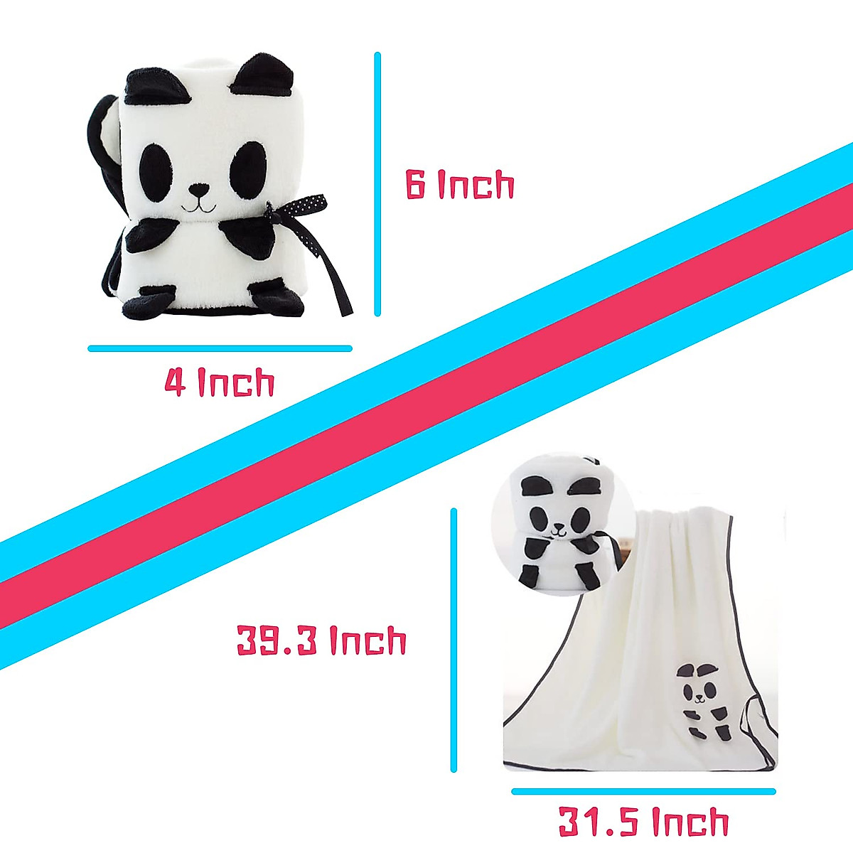 PINGKANGMAOYI Panda Baby Blanket Soft Plush Kid Animal Blanket Personalized Baby Shower Warm Blanket, Nursery Stroller Crib Receiving Blanket Unisex for Boys Girls Newborn Infant Gift