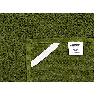 AMOUR INFINI Bundle Pack of 4 Terry Dish Towels + 8 Dish Cloths Ultra Soft and Absorbent Kitchen Towel & Dishcloth Combo (Green)