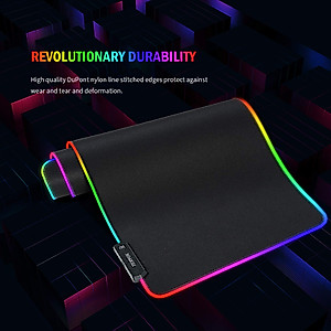 RGB Gaming Mouse Mat Pad - Large Extended Led Mousepad with 14 Lighting Modes 2 Brightness, Anti-Slip Rubber Base with Waterproof Coating Mouse Mat for Gamer 800×300×4mm/31.5×11.8×0.16 inch