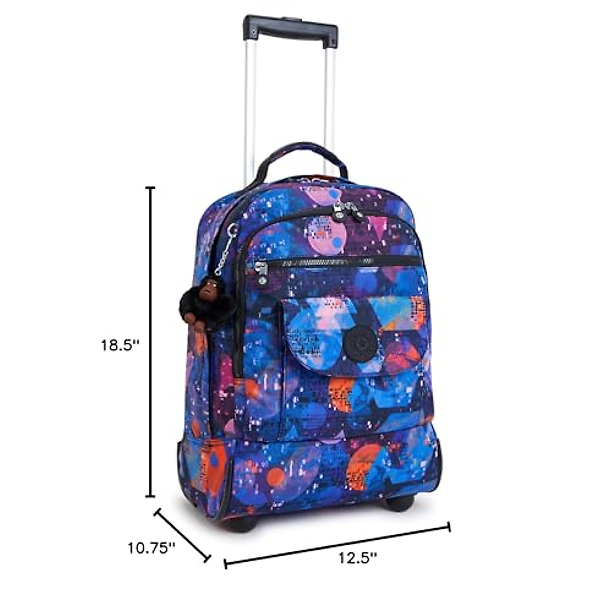 Kipling Women's Sanaa Large Rolling Backpack, Adjustable Padded Straps, Slide-Up Handle, Crinkle Nylon Backpack