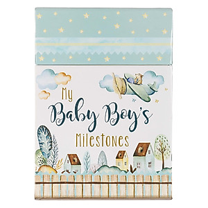 Christian Art Gifts Baby Boy Milestone Photo Prop Cards - Set of Keepsake Cards w/Scripture, Newborn to Month 12, Including Baby’s First Tooth, Haircut, Christmas