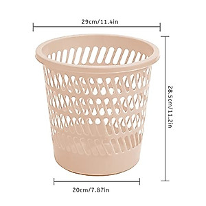 3 Pcs Plastic Mesh Waste Basket,4 Gallon Round Garbage Trash Can Light Wastebasket for Office Home Bedroom Bathroom Kitchen Dorm Room (Khaki)