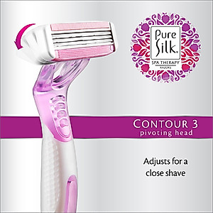 Pure Silk Contour 3 Premium Disposable Razor, 4 Count