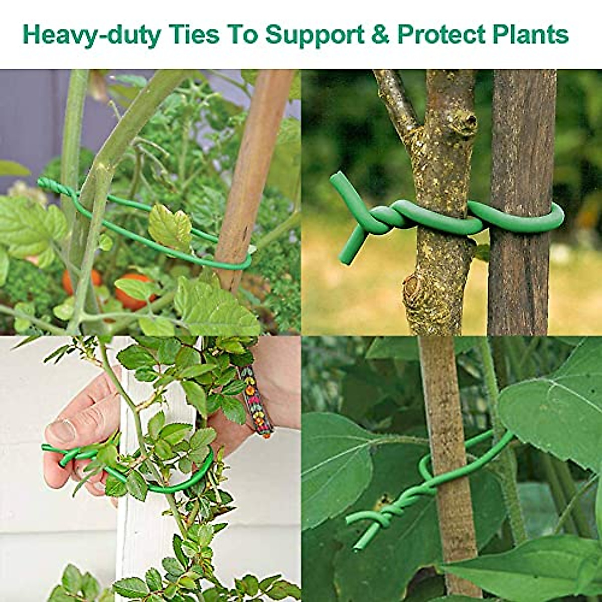 Soft Plant Ties, Garden Ties TPR Flexible Durable Heavy Duty Twist Wire for Twine Tomato Branches Vines and Tying Up Cable Wires (Green) (50 Feet / 15m) 5mm