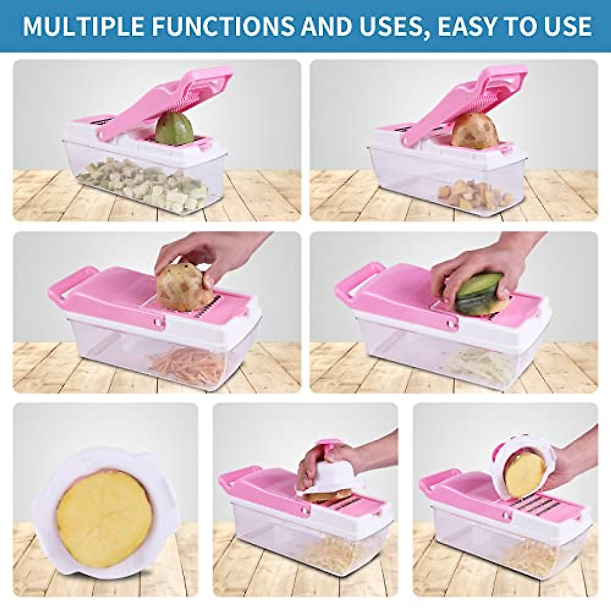 DLD Vegetable Chopper Onion Chopper Dicer - Peeler Food Chopper Salad Chopper Vegetable Cutter Vegetable Spiralizer Vegetable Slicer DLD Lemon Squeezer Egg Separator Egg Slicer