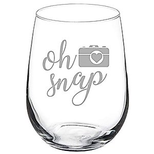 Wine Glass Goblet Oh Snap Funny Camera Picture Photographer (17 oz Stemless)