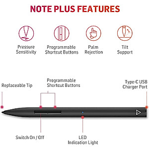 Adonit Note+ Digital Pencil with Palm Rejection, Pressure Sensitivity, Support Tilt Stylus for iPad Pro 3rd, 4th Gen (11/12.9 Inch), iPad 6, 7, 8th Gen, iPad Air 3, 4th Gen, iPad Mini 5th Gen (Black)
